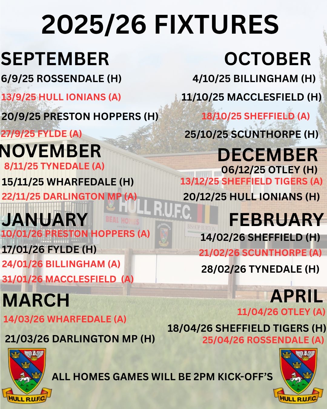 Fixtures 2025/26 Season – HULL RUGBY UNION FOOTBALL CLUB